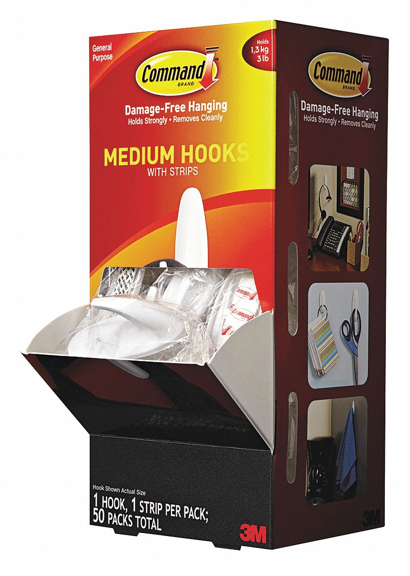 COMMAND, 50, PK, Hook,Medium,White,PK50 - 43WC43|17081CABPK - Grainger