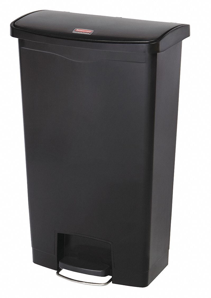 RUBBERMAID COMMERCIAL PRODUCTS, Plastic, 18 gal Capacity, Step-On Trash ...