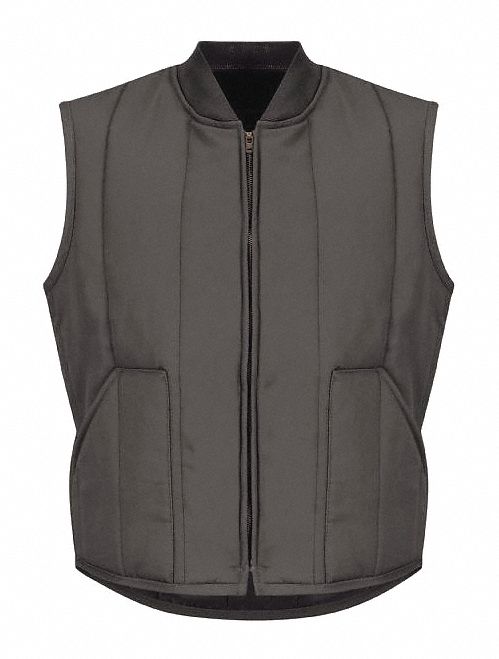 RED KAP, 2XL, 54 in Max Chest Size, Mns Charcoal Quilted Vest Patch Pkt ...