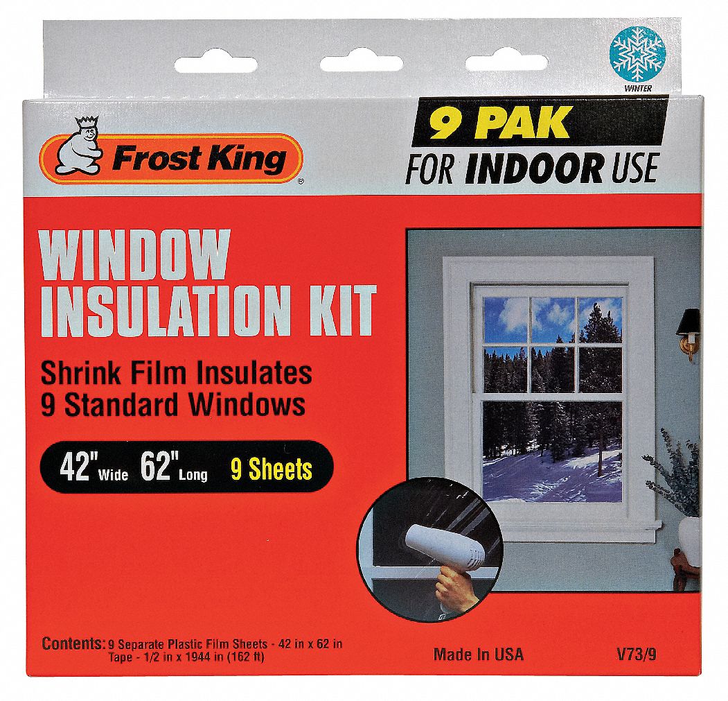 FROST KING, 5.2 ft Overall Lg, 3.5 ft Overall Wd, Window Insulation Kit ...