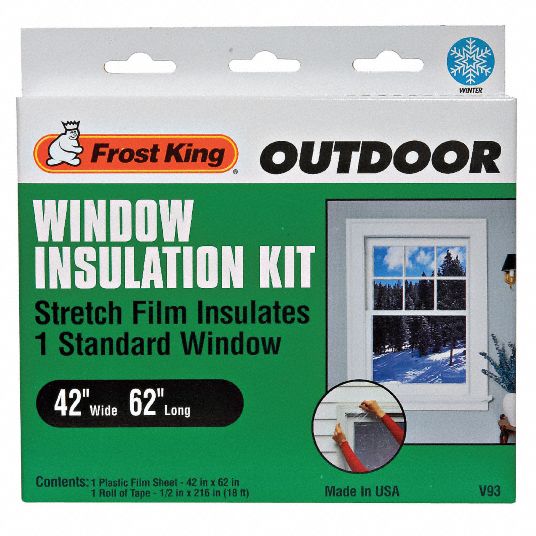 FROST KING, 5.2 ft Overall Lg, 3.5 ft Overall Wd, Window Insulation Kit ...