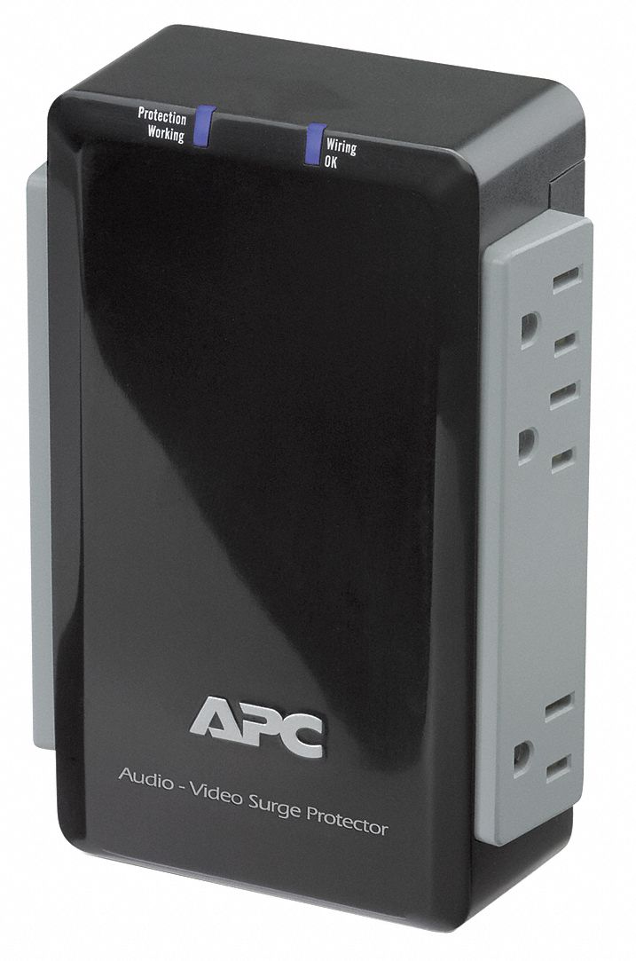 Audio/Video Surge Protection Device: 5-15R, 5-15P, Black, 120V AC ...