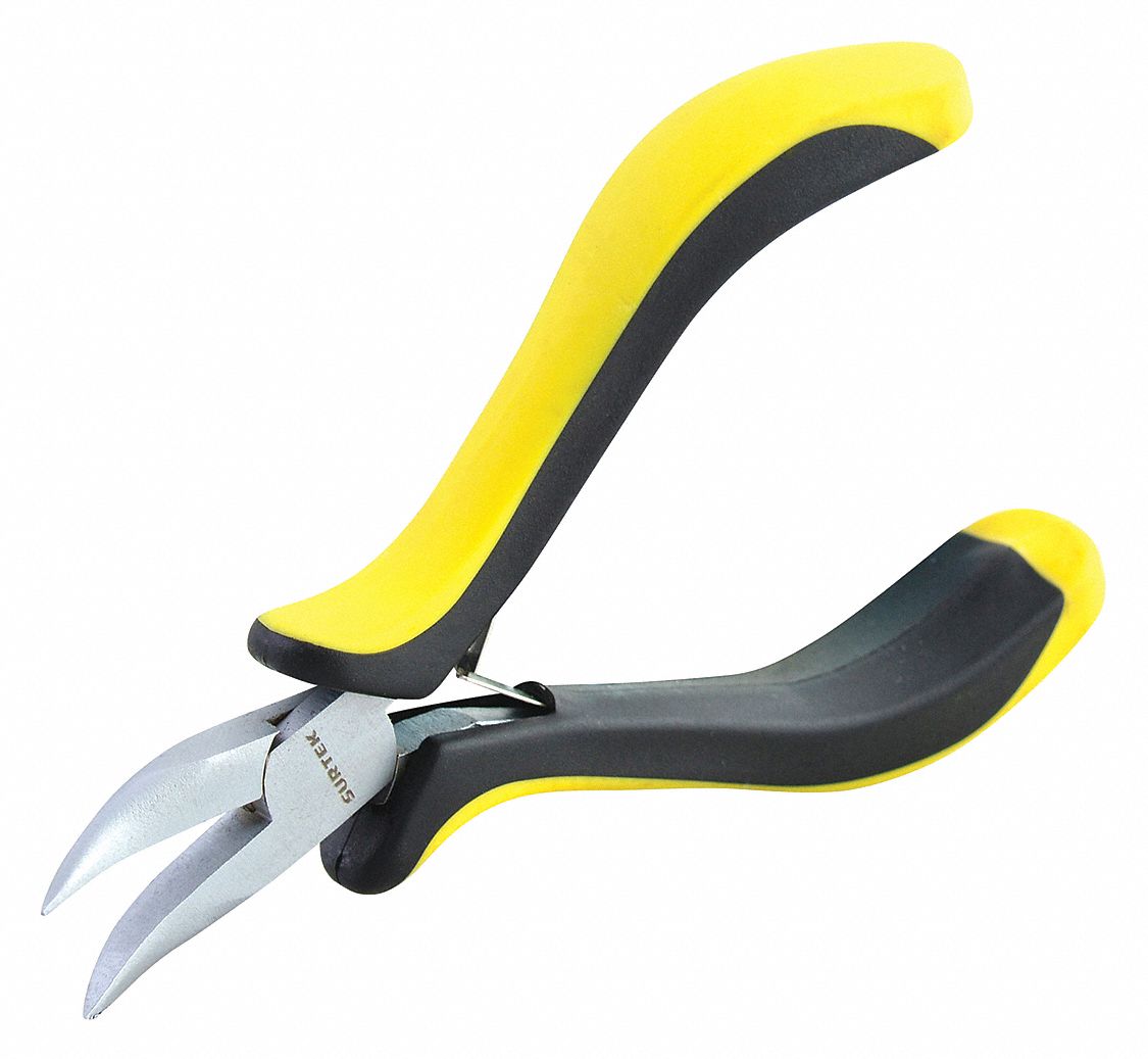SURTEK Pinza Punta Curva Curva 4-3/4" Acero al Carbono Negro/Amarillo ...