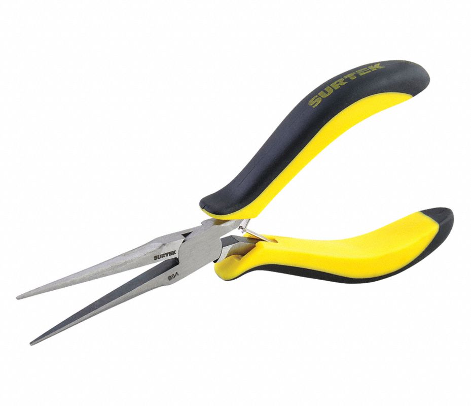 SURTEK Pinza Punta Aguja Aguja 5-7/8" Acero al Carbono Negro/Amarillo ...