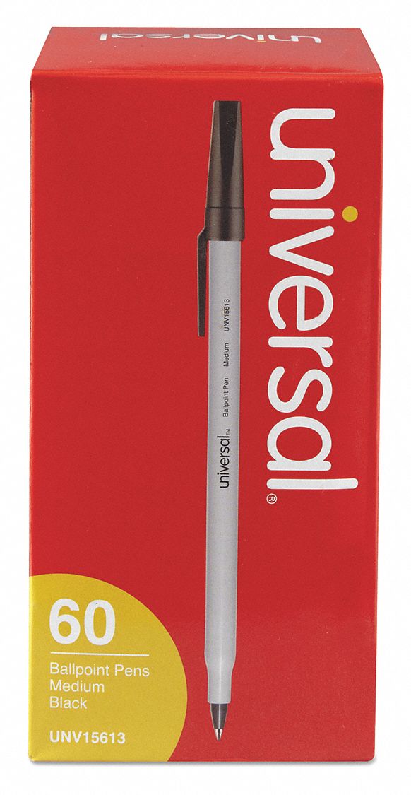 UNIVERSAL, Black, Ballpoint, Ballpoint Pen,Medium,Black,PK60 - 43YG65 ...