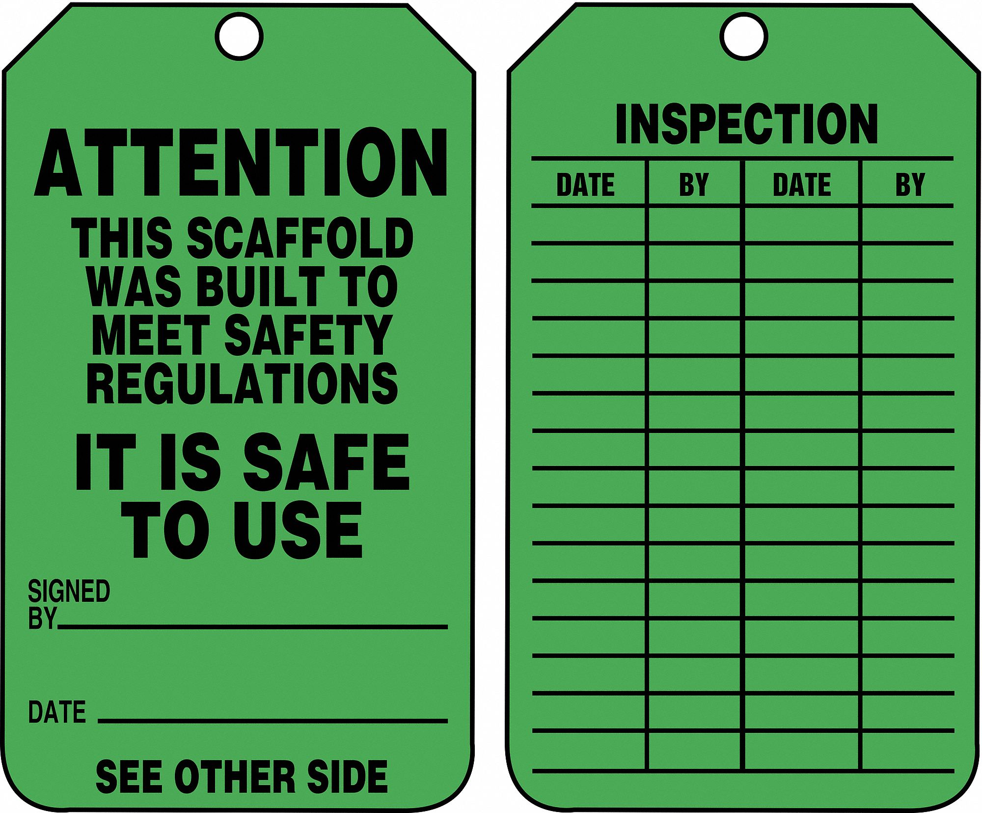 ACCUFORM SIGNS TAG SCAFFOLD SAFE USE CARDSTOCK - Safety Tags ...