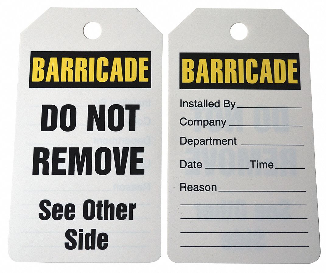 White, 25 Tags, Barricade Tags - 43Z353|43Z353 - Grainger