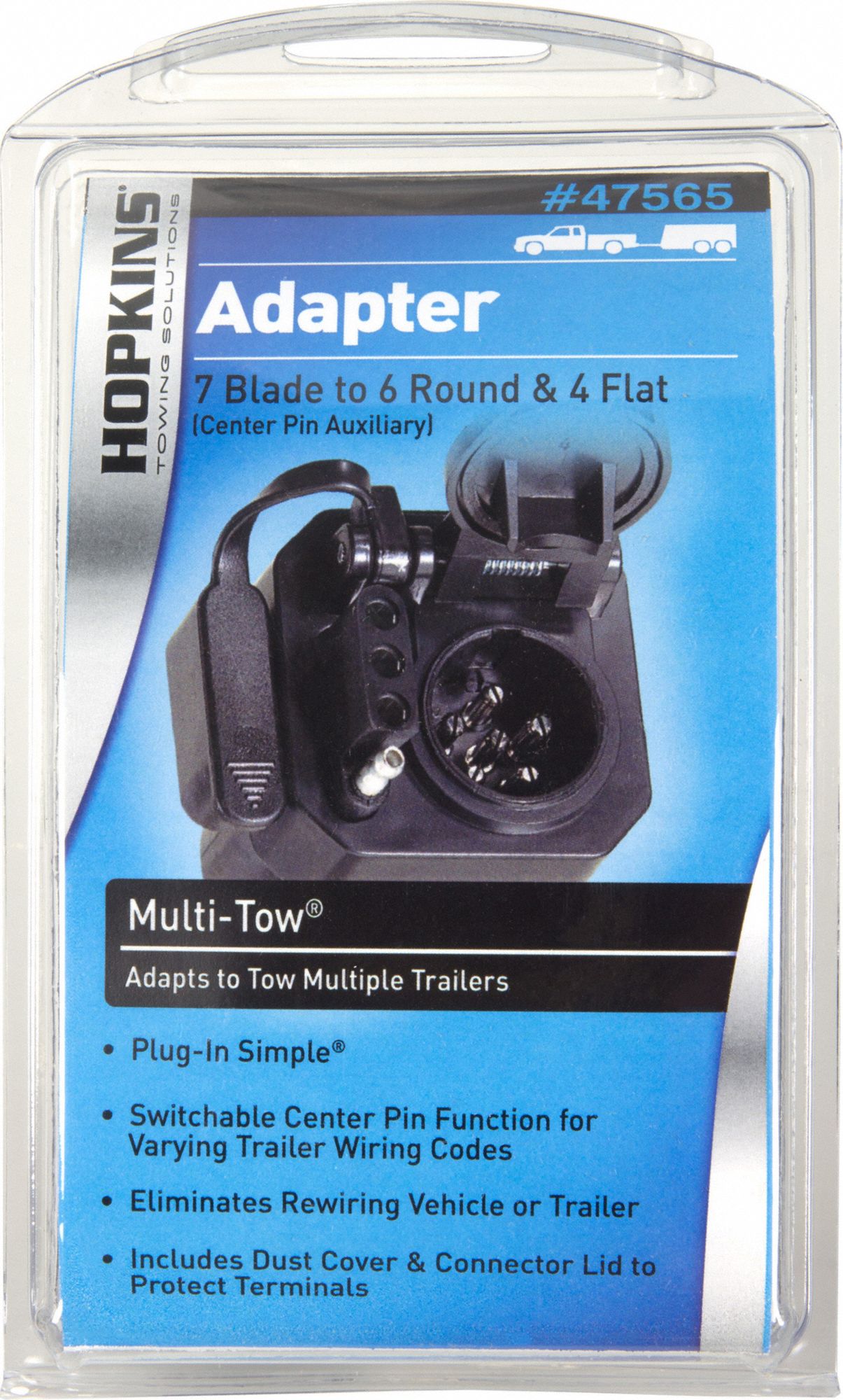 HOPKINS TOWING SOLUTIONS Trailer Adapter: 7-Way Blade, 4-Way Flat/6-Way ...