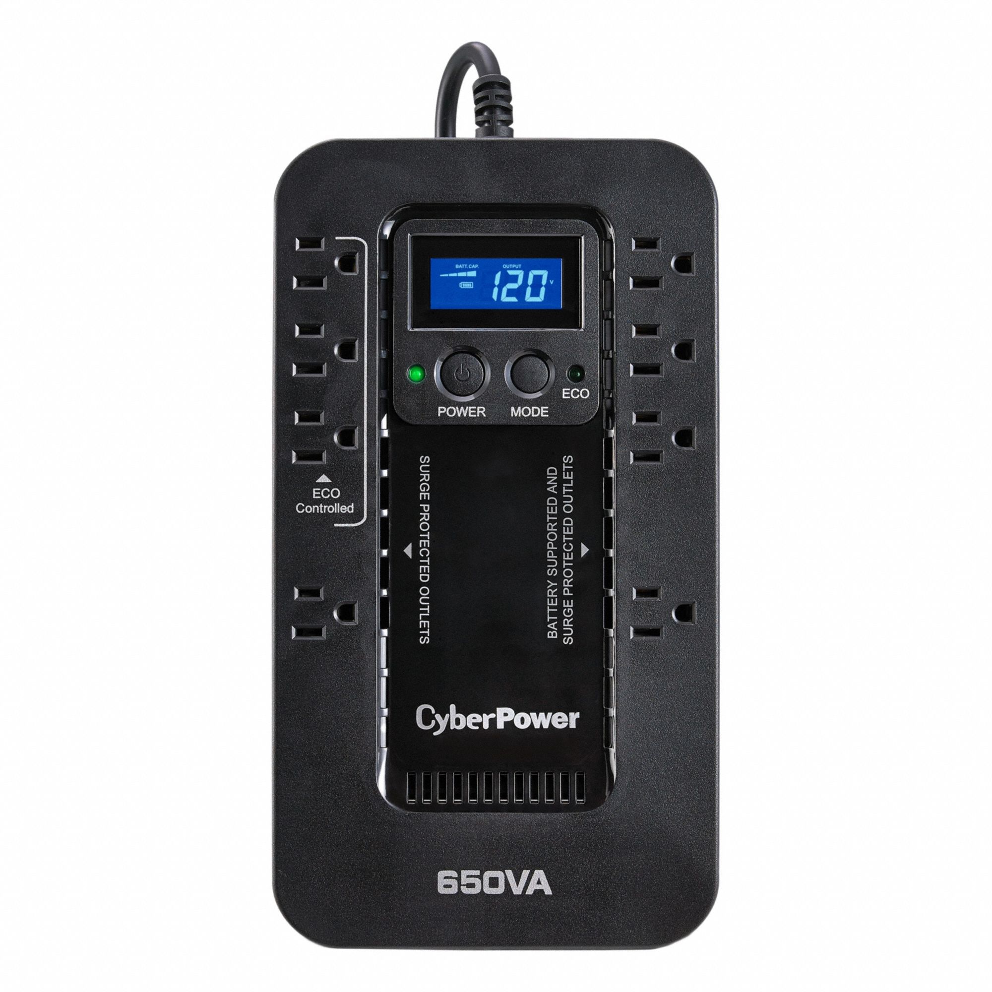 CYBER POWER, Single Phase, 650 VA Power Rating, UPS System - 832UT3 ...