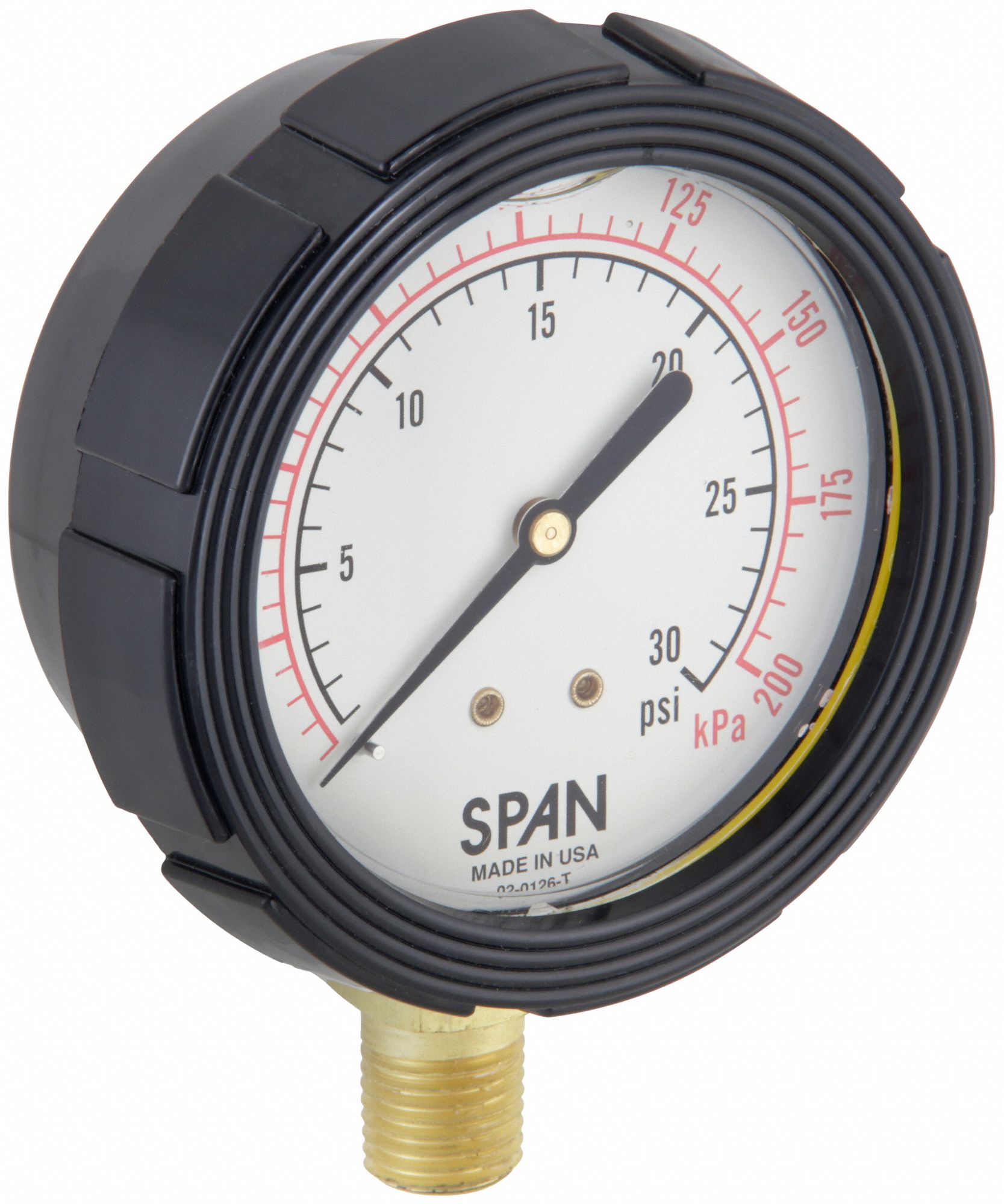 SPAN, 0 psi / Hg to 30 psi, 2 1/2 in Dial, Industrial Pressure Gauge - 442Y91|LFS-210-30-PSI/KPA ...