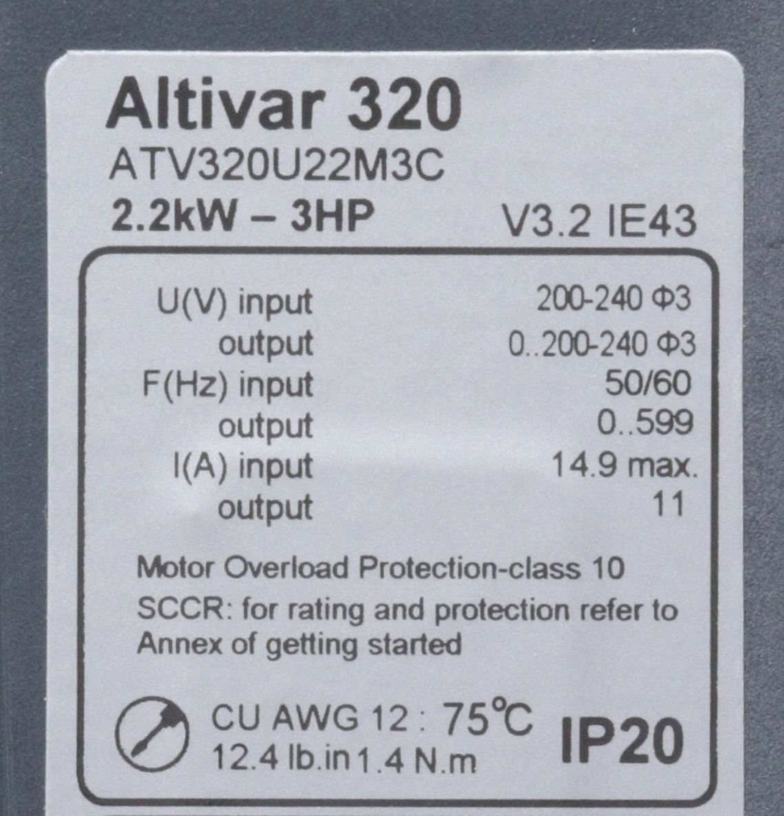SCHNEIDER ELECTRIC Variable Frequency Drive: 240V AC, 3 hp Max Output ...