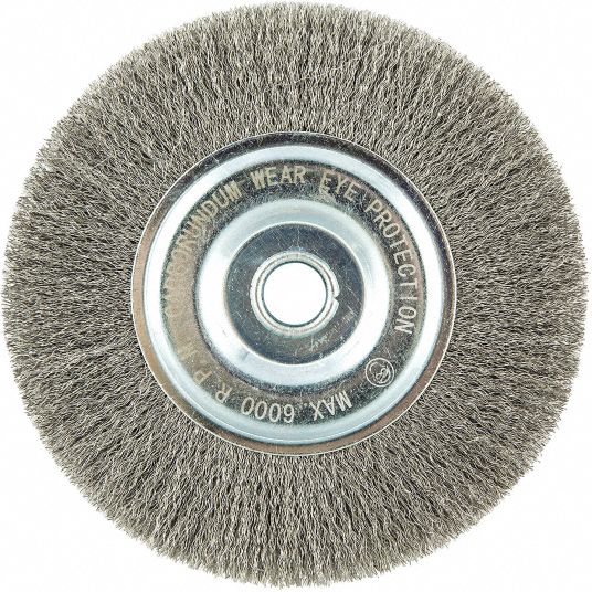 Crimped Steel, 6 in Dia x 1/2 in Wd, Wire Wheel Brush - 443M93 ...