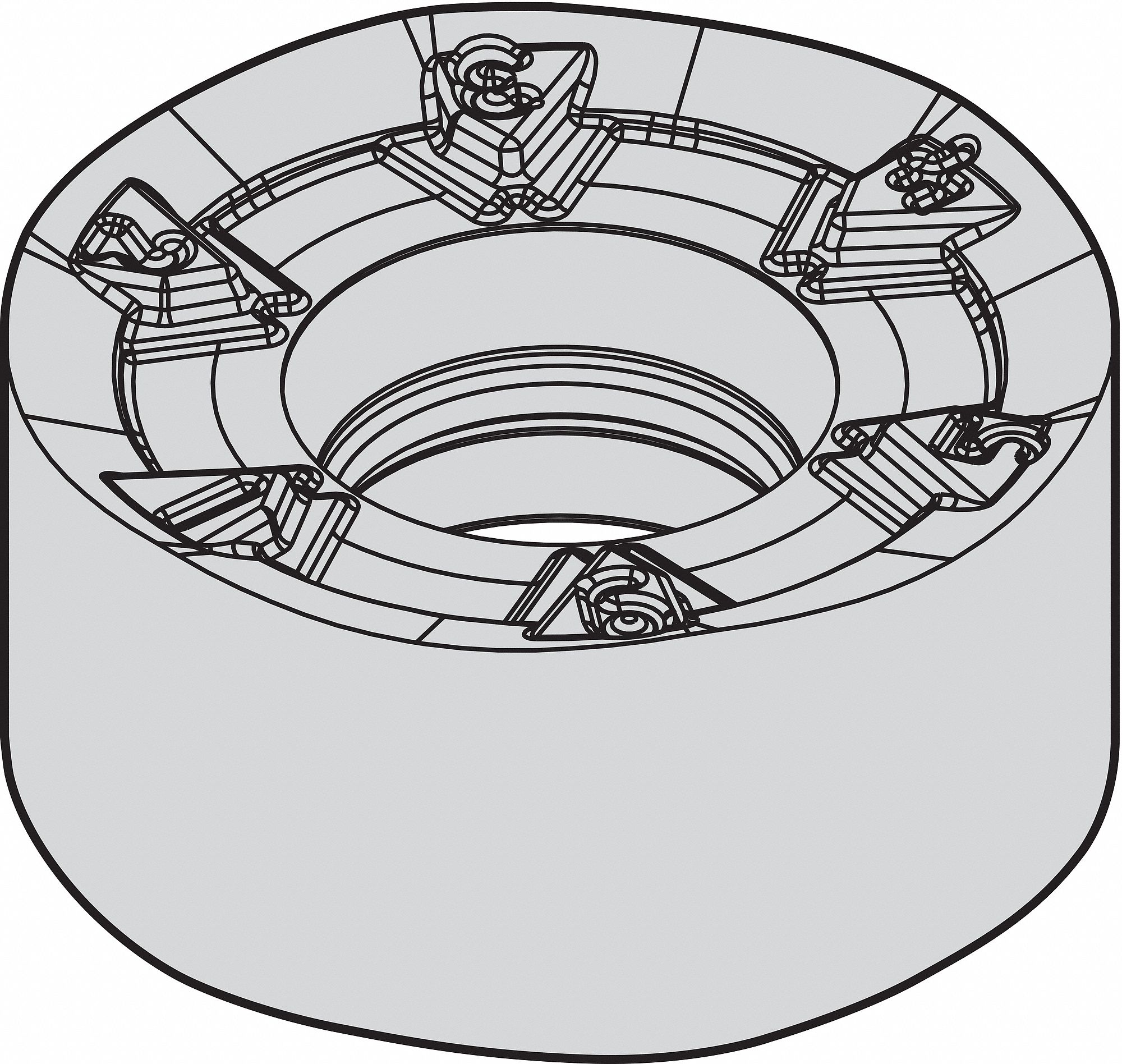 WIDIA, 5/8 in Inscribed Circle, 0.2174 in Thick, Round Milling Insert ...