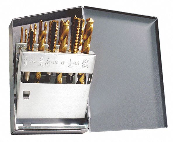 GREENFIELD THREADING Combination Drill and Tap Set: 18 Pieces, High ...