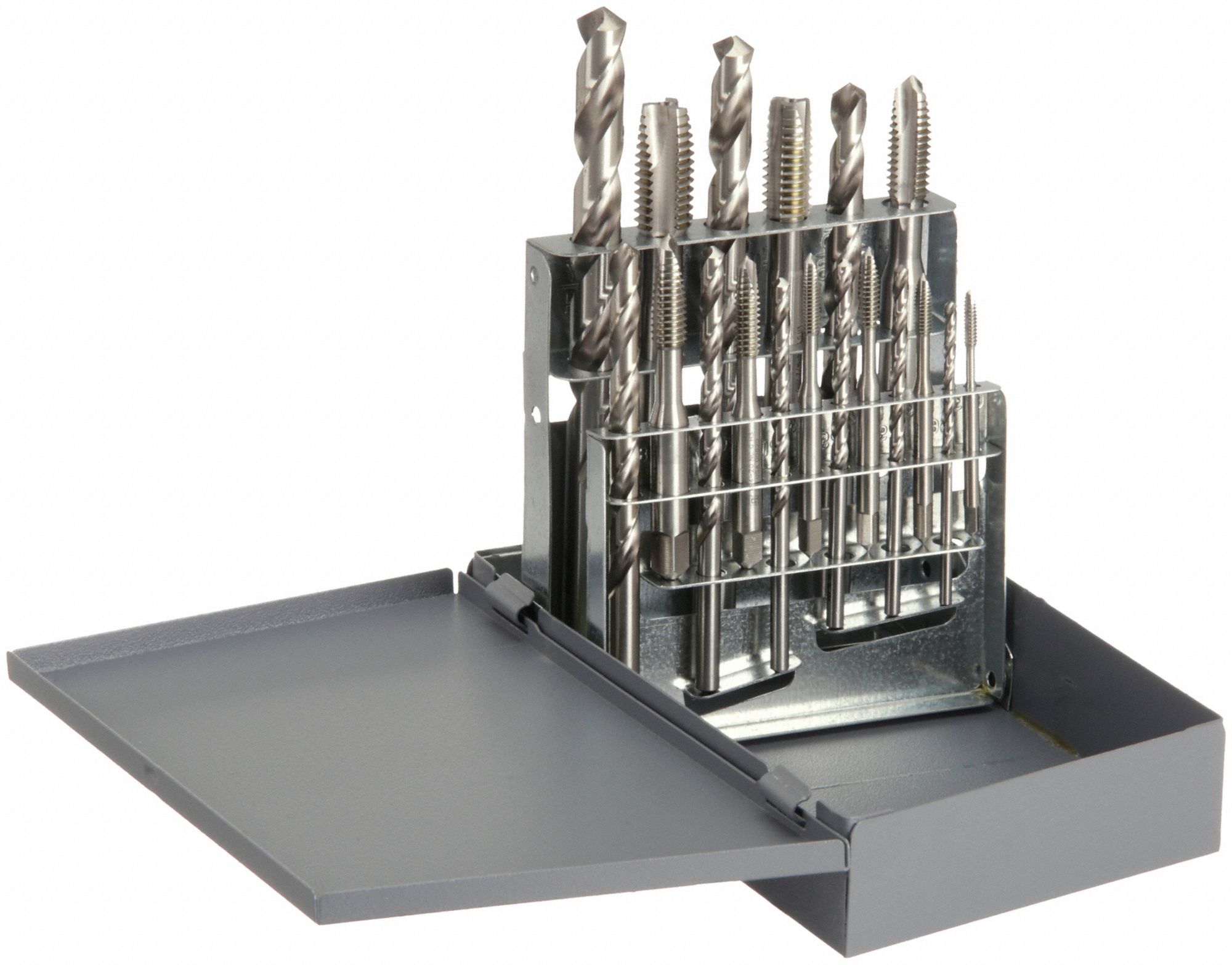 GREENFIELD THREADING, 18 Pieces, High Speed Steel, Combination Drill ...