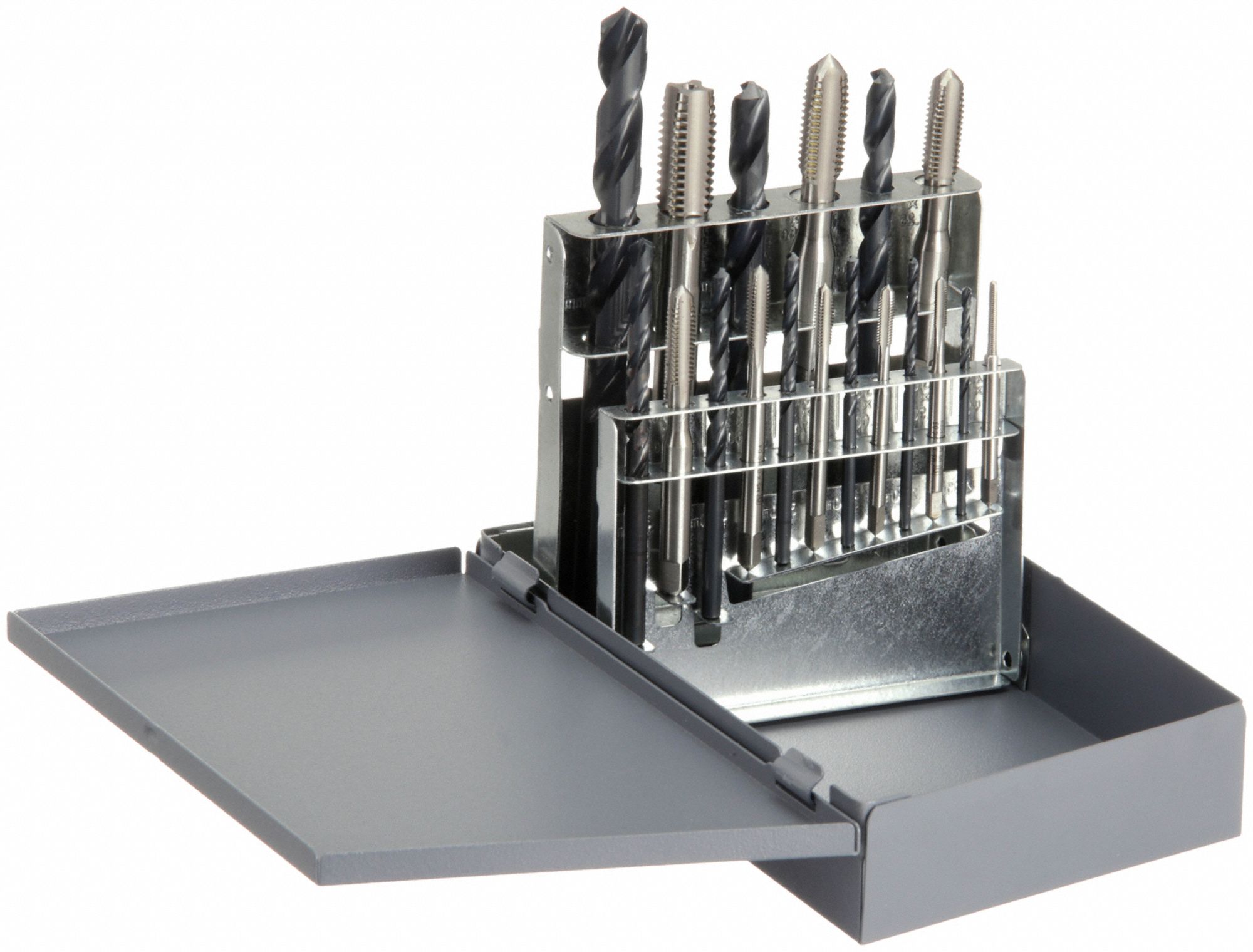 GREENFIELD THREADING, 18 Pieces, High Speed Steel, Combination Drill ...