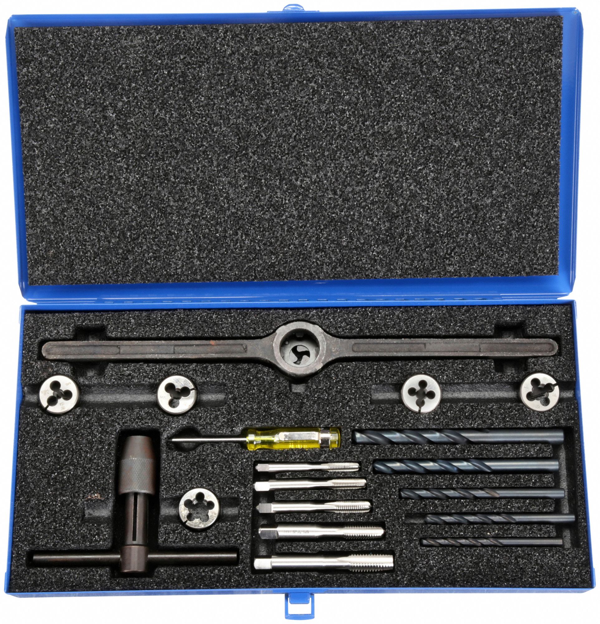 GREENFIELD THREADING, 15 Pieces, 5 Drills, Drill Bit, Tap, and Die Set ...