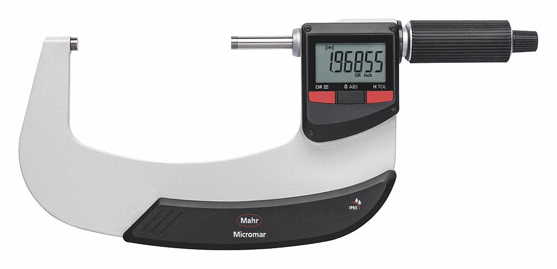 MAHR, 3 in to 4 in /75 mm to 100 mm, Inch/Metric, IP65 Digital Outside ...