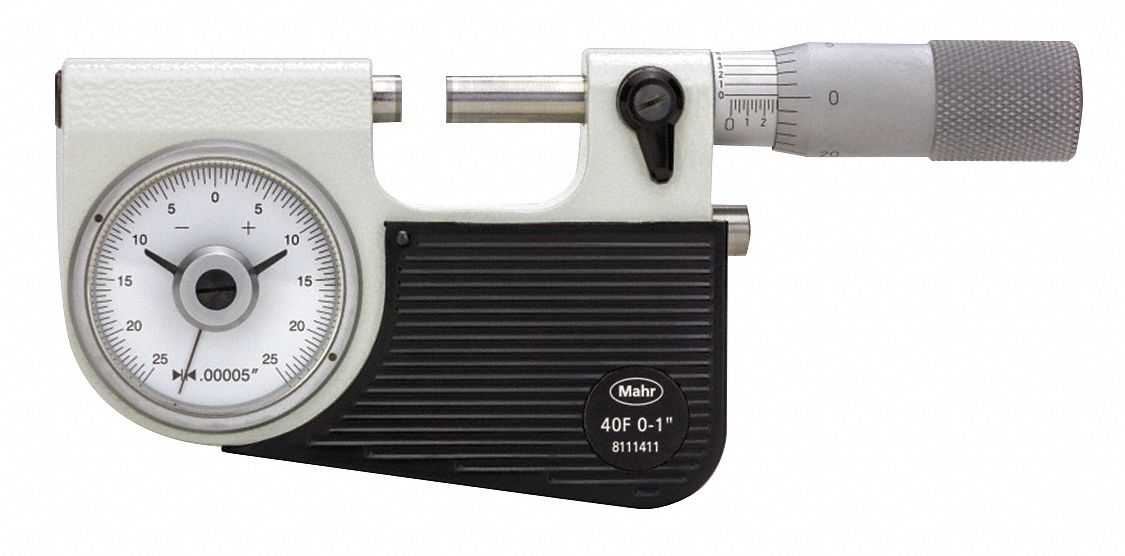 MAHR, 0 in to 1 in, Inch, Dial Indicating Outside Micrometer - 446F13 ...