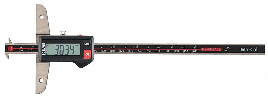 MAHR, 0 in to 8 in /0 mm to 200 mm, IP67, Blade-Style Digital Depth ...