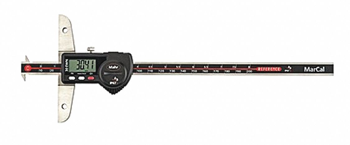 MAHR, 0 in to 8 in /0 mm to 200 mm, IP67, Blade-Style Digital Depth ...