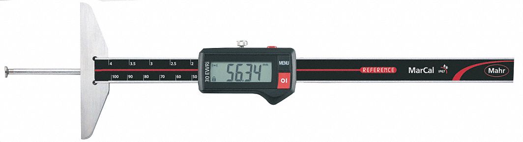 MAHR, 0 in to 4 in /0 mm to 100 mm, IP67, Blade-Style Digital Depth ...