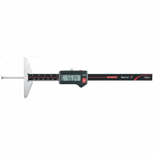MAHR, 0 in to 4 in /0 mm to 100 mm, IP67, Blade-Style Digital Depth ...