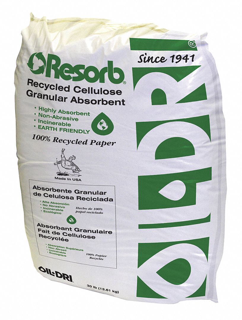 OIL-DRI, Recycled Paper Granules, 3 gal Volume Absorbed per Pkg ...