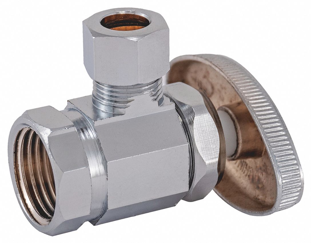 3/8 in Compression, 1/2 in, Water Supply Stop - 447N21|04322LF - Grainger