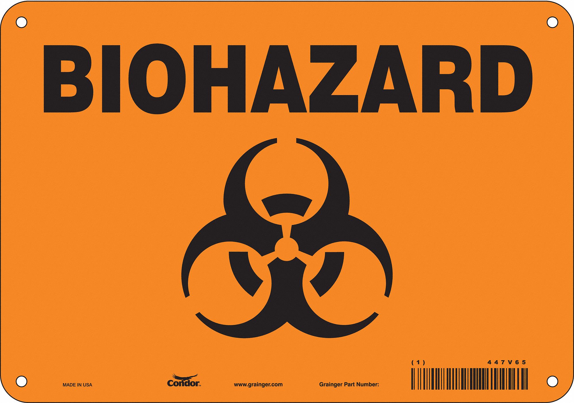 Polyethylene, Mounting Holes Sign Mounting, Safety Sign - 447V65|447V65 ...