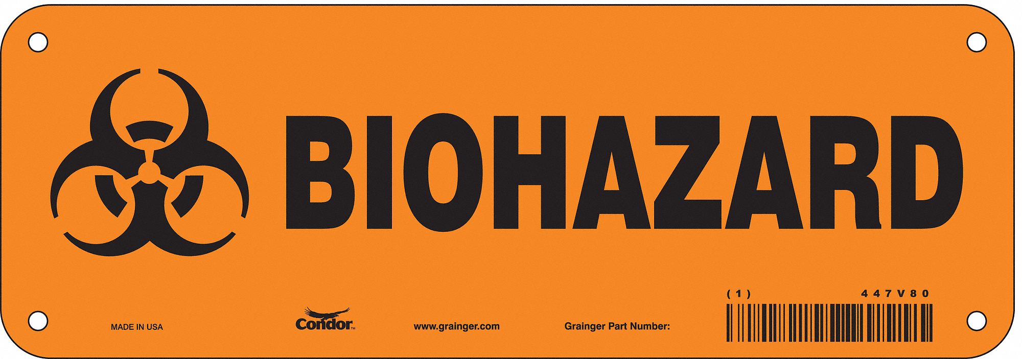 Polyethylene, Mounting Holes Sign Mounting, Safety Sign - 447V80|447V80 ...