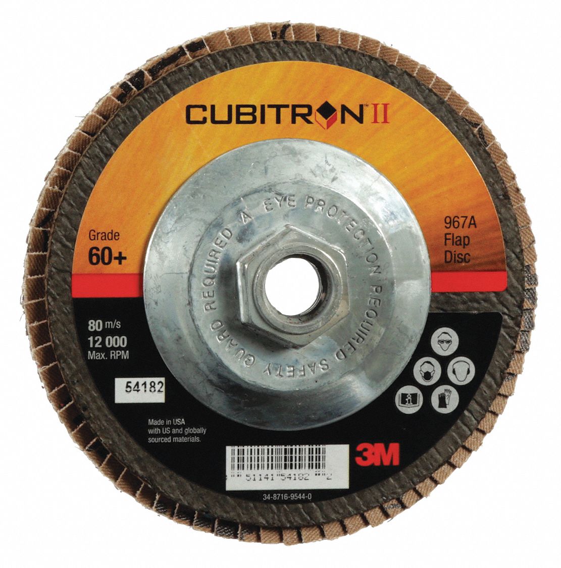 3M CUBITRON II, Type 27, 5" x 5/8"-11, Flap Disc - 448C33|7100049201 ...