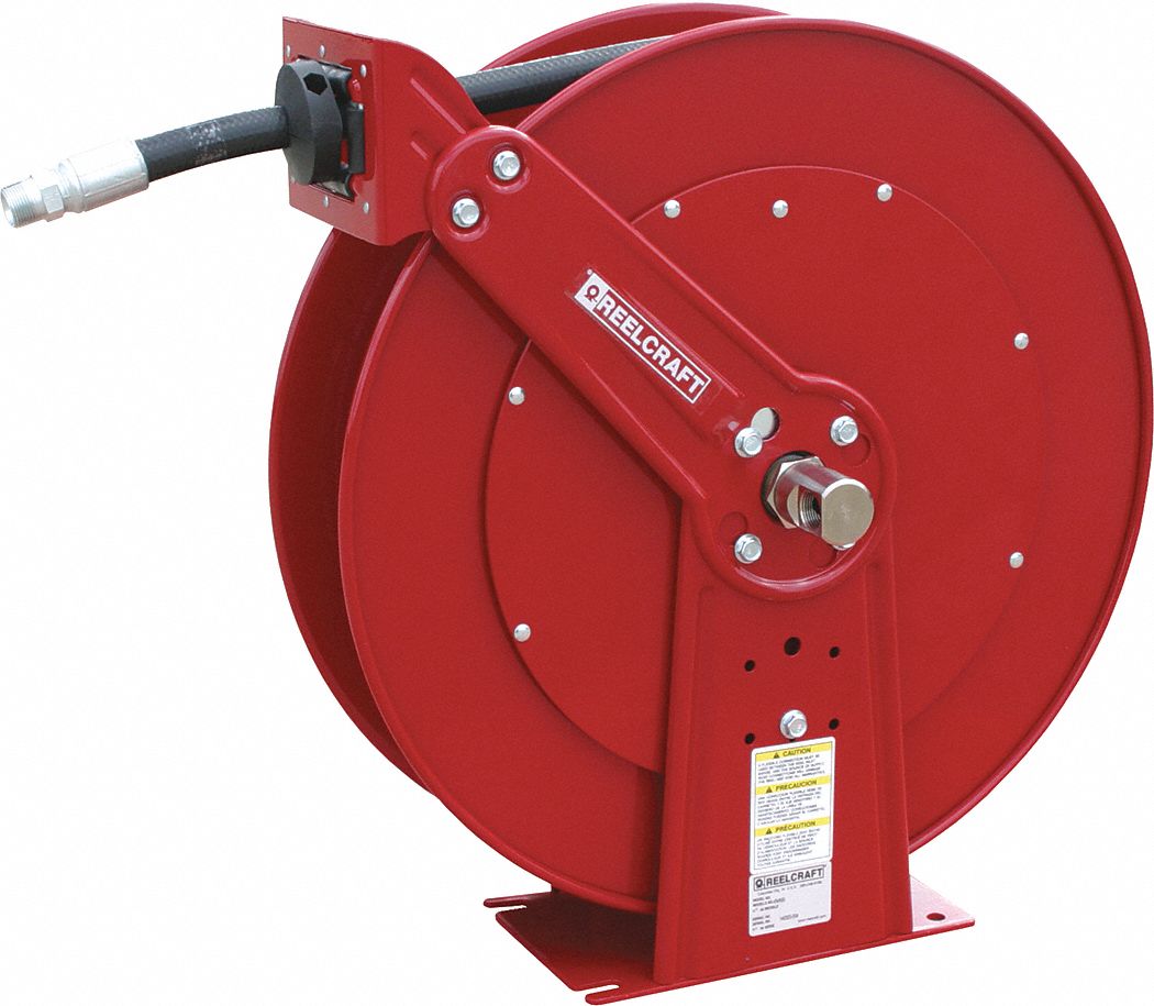 REELCRAFT, 100 ft (1/2 in I.D.), 1/2 in MNPT, Spring Return Hose Reel ...