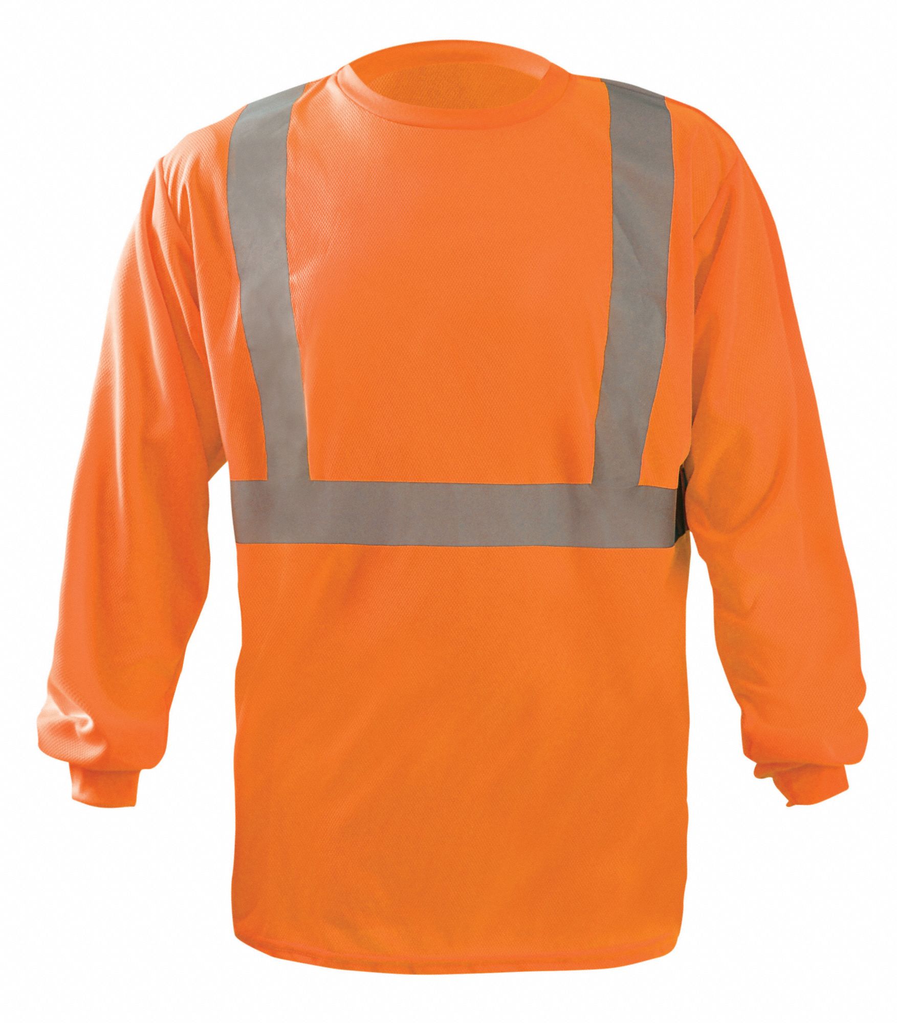 OCCUNOMIX Long Sleeve T-Shirt: ANSI Class 2, 2XL, Orange, X, Long, T ...