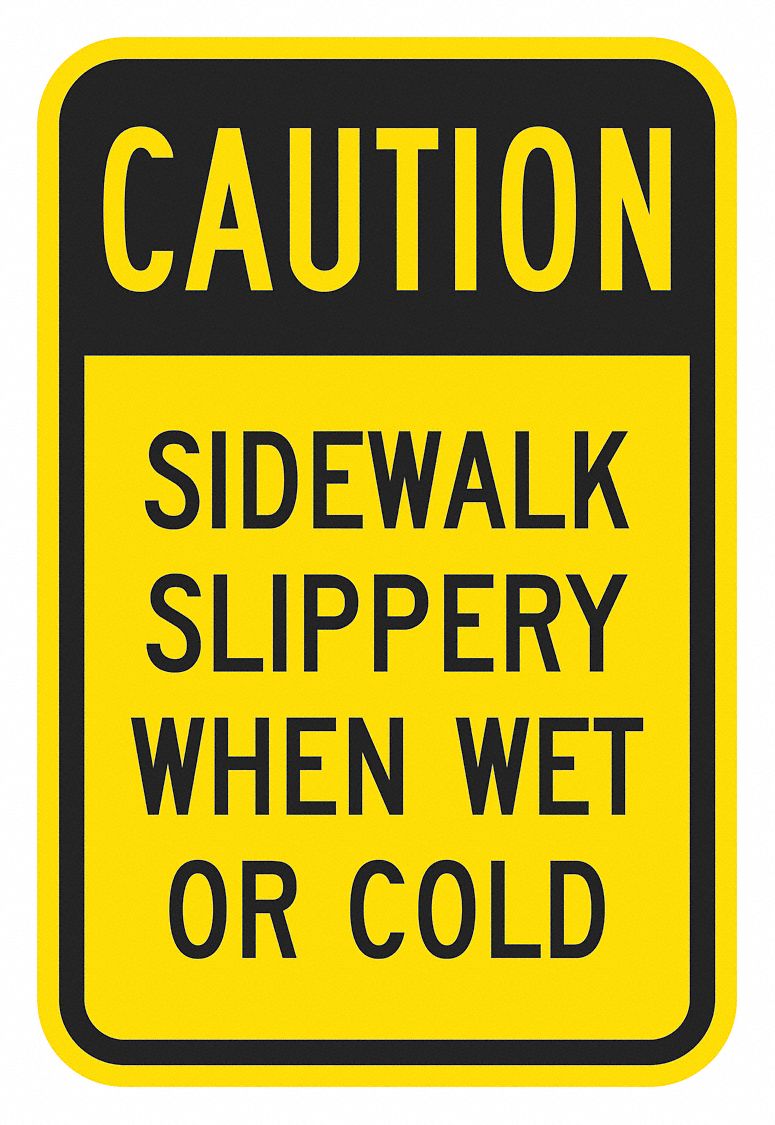 Aluminum, Mounting Holes Sign Mounting, Reflective Slippery Caution ...