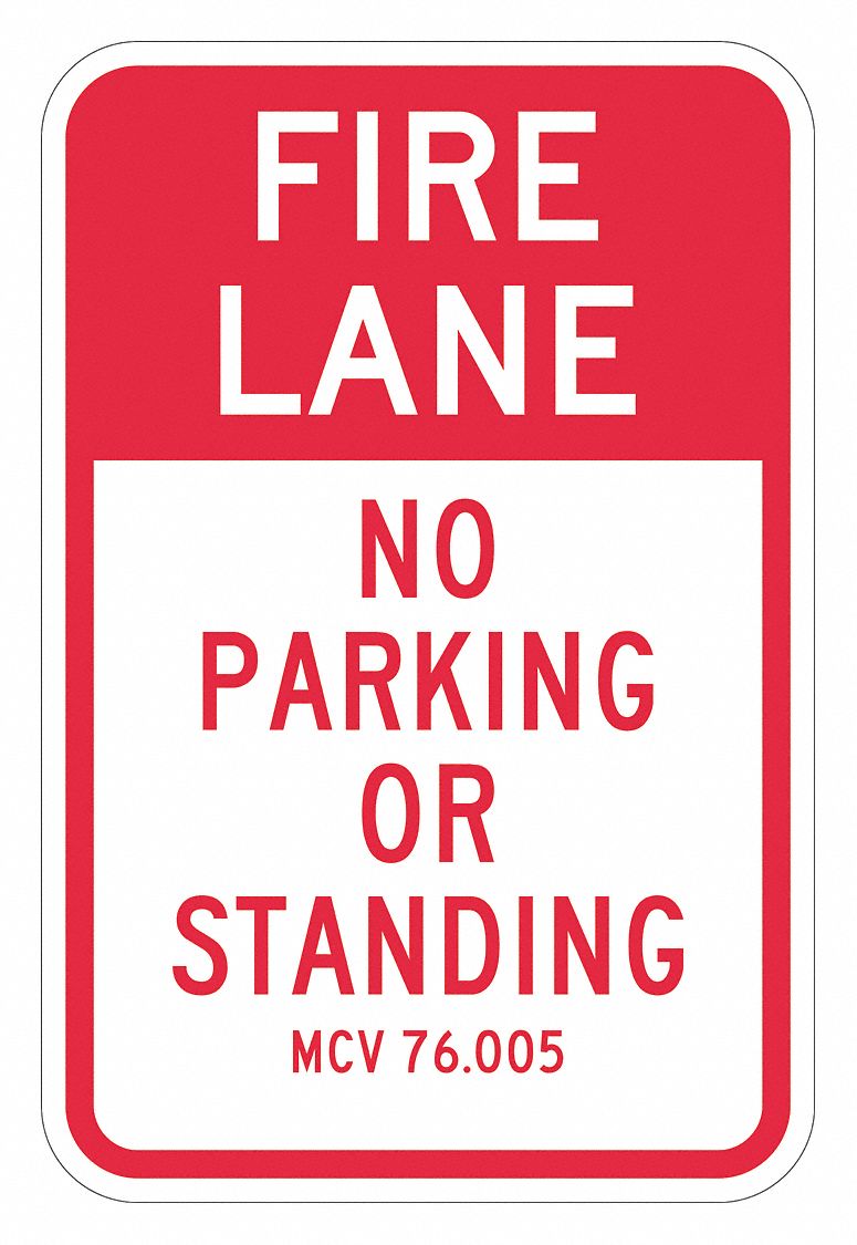 18 in x 12 in Nominal Sign Size, Aluminum, Fire Lane Sign - 449D66|T1 ...
