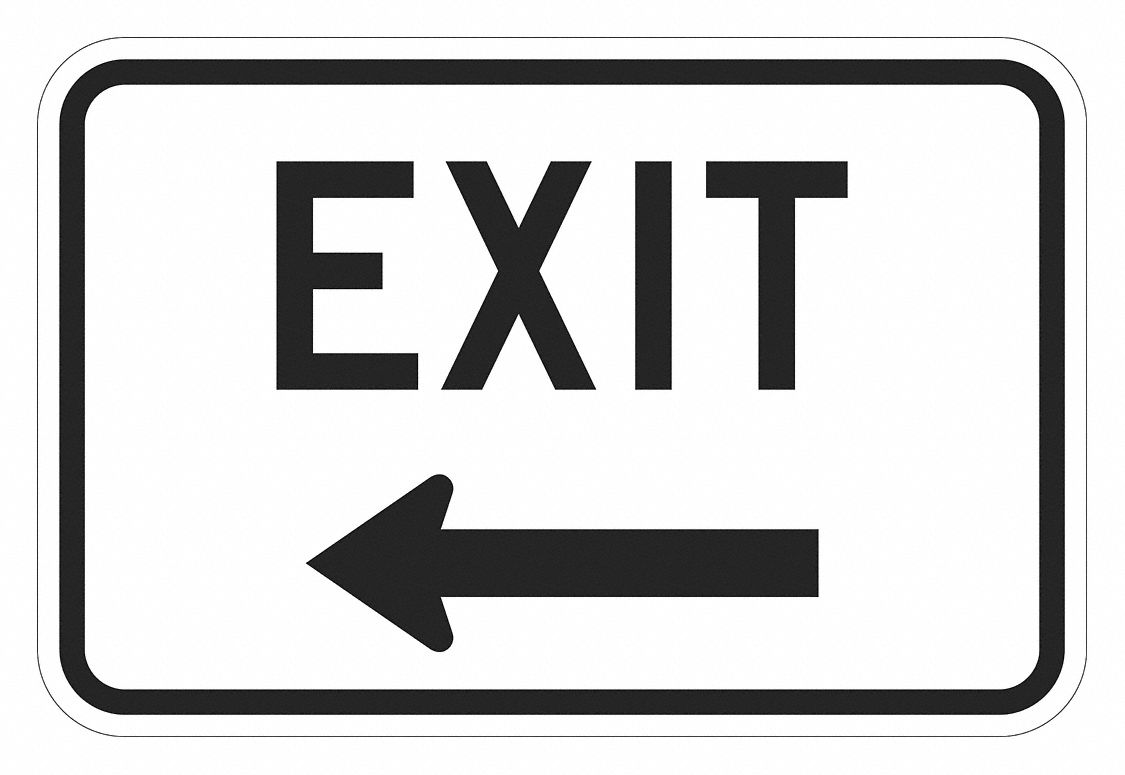 12 in x 18 in Nominal Sign Size, Aluminum, Exit Sign - 449F94|T1-1861 ...