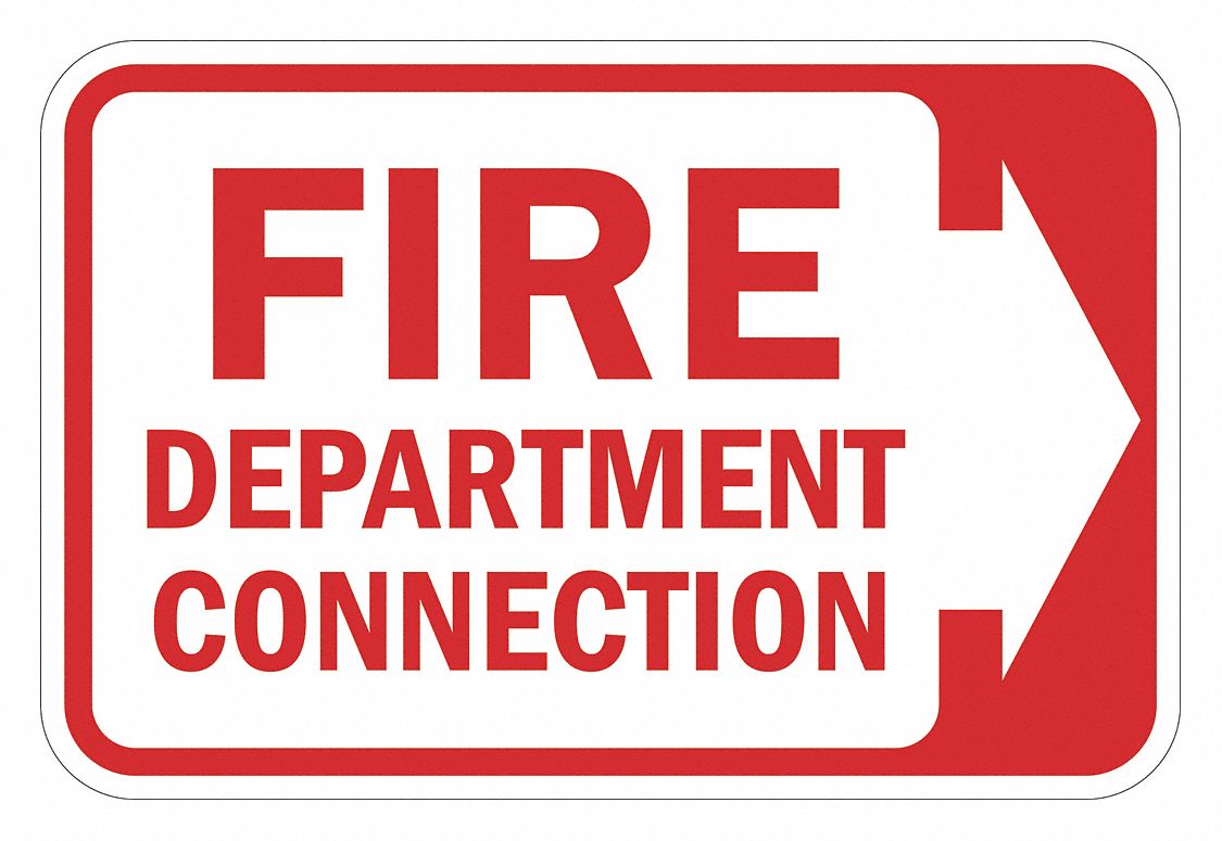 Aluminum, Mounting Holes Sign Mounting, Reflective Fire Connection Sign ...