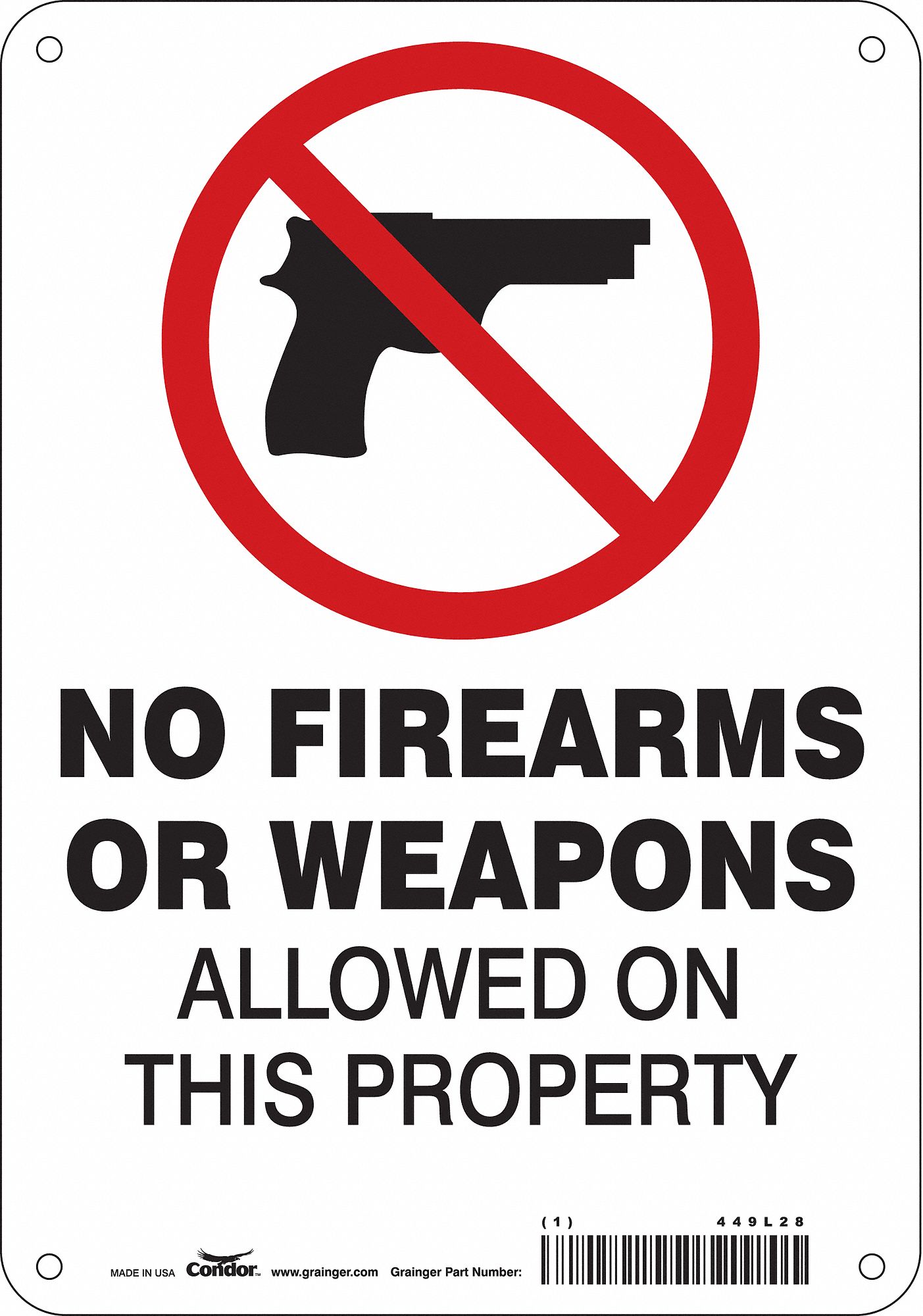 No Weapons Allowed Signs