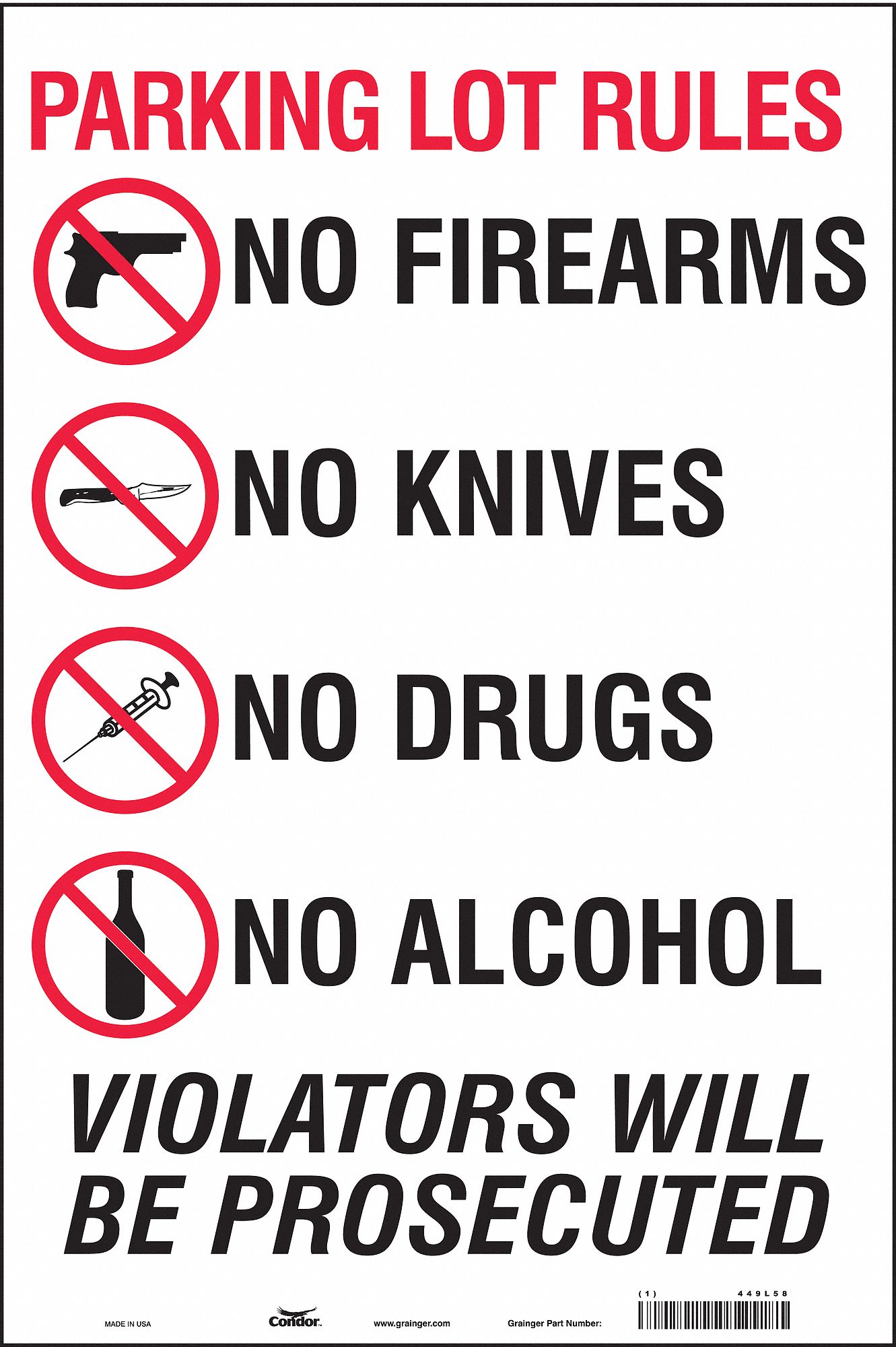 Vinyl, Adhesive Sign Mounting, Safety Sign - 449L58|449L58 - Grainger