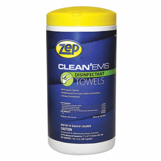 ZEP, Canister, 45 ct Container Size, Disinfecting Wipes - 449V31|651301 ...