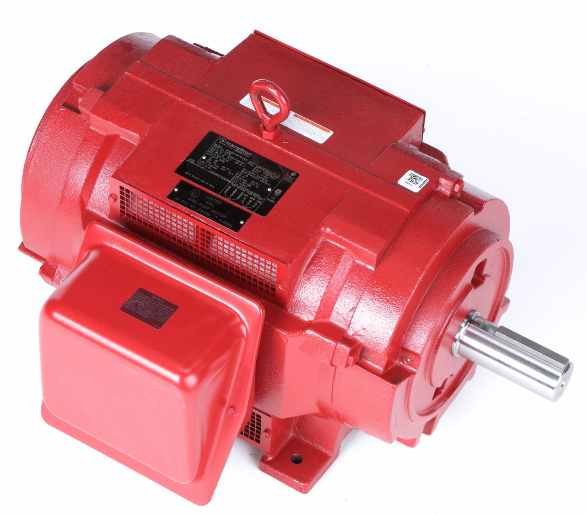MARATHON MOTORS 30 HP Fire Pump Motor, 3-Phase, 1770 Nameplate RPM, 230 ...