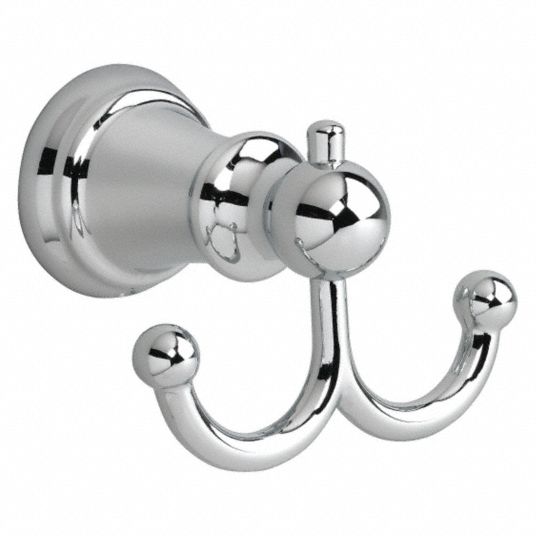 Polished Chrome, Robe Hook, Double, Concealed Mounting Hardware ...