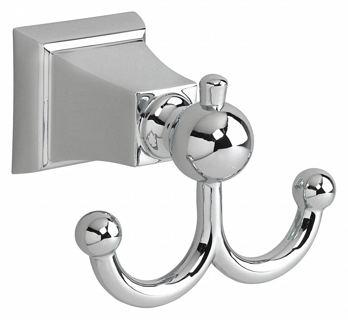 Polished Chrome, Robe Hook, Double, Concealed Mounting Hardware ...