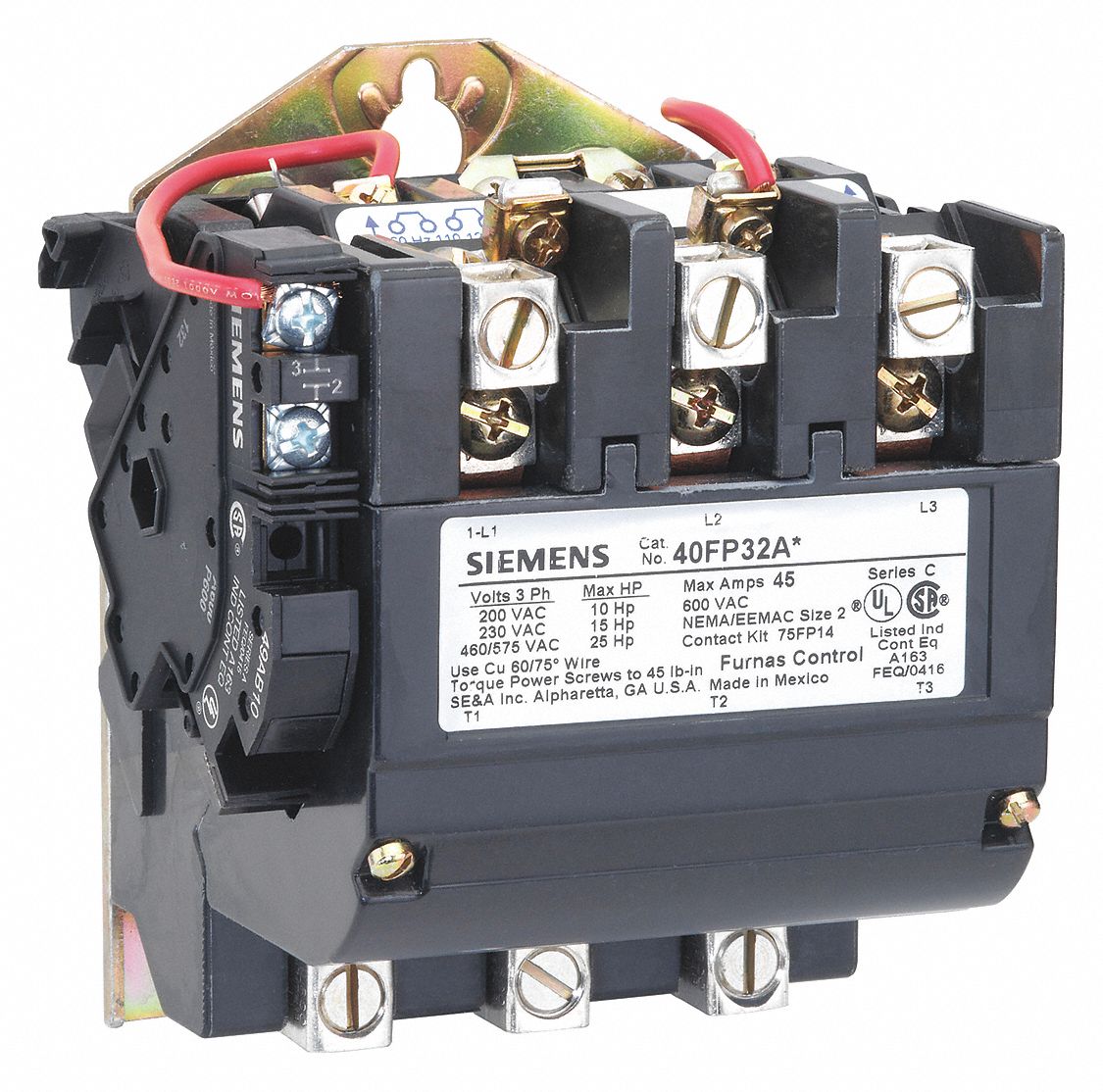 SIEMENS 220 to 240V AC NEMA Magnetic Contactor; No. of Poles: 3 ...