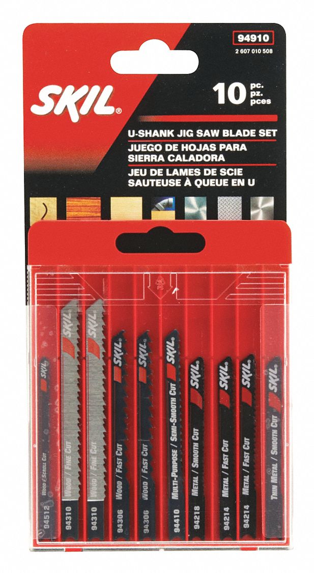 U-Shank Jigsaw Blade Set, PK 10 - Grainger