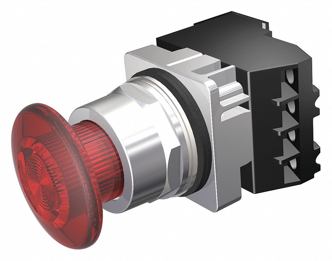 SIEMENS Botón de Presión Iluminado, Rojo, 30mm, LED, 1NA/1NC, Acción 2 ...