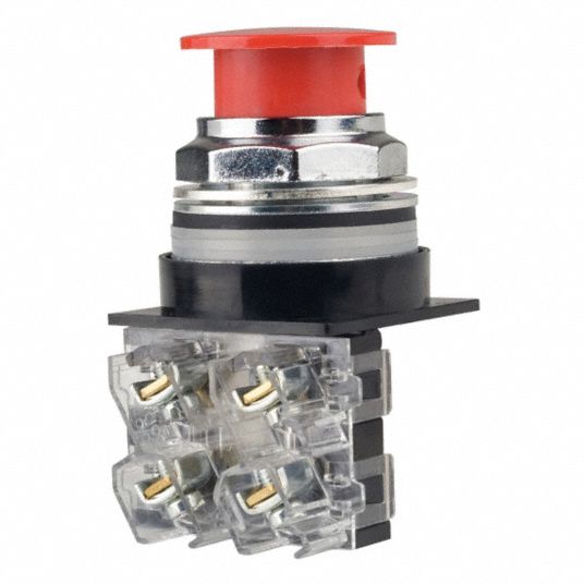 GE, 30 mm Mounting Size, Metallic, Mushroom Head Push Button - 44N278 ...