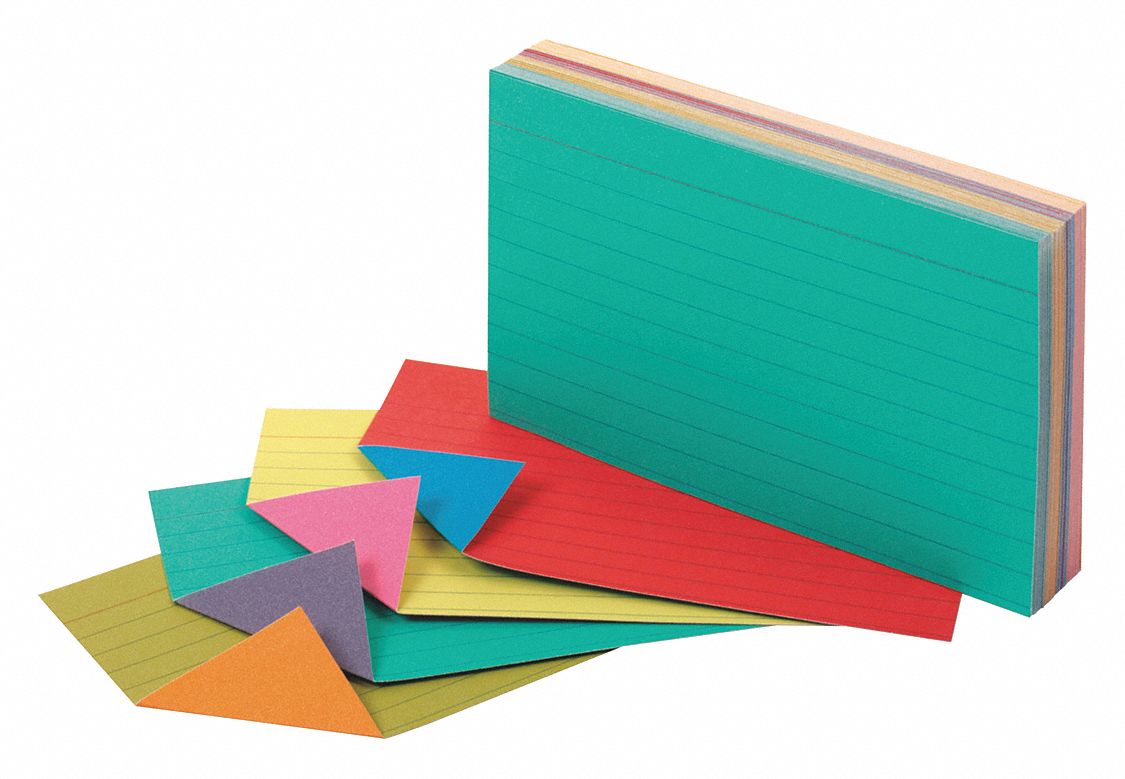 OXFORD, 100, PK, Extreme Index Cards,3x5,Assorted,PK100 - 44NM06|04736 ...