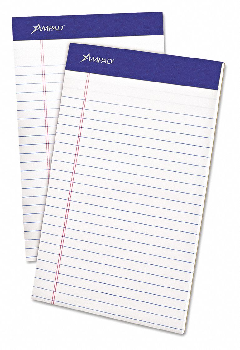 AMPAD, 12, PK, Perforated Legal Pad,5"X8",White,PK12 - 44NY30|20-304 ...